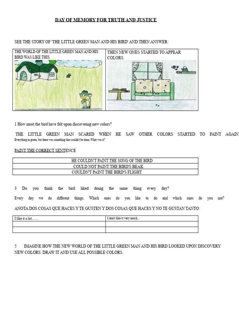 Day of Memory For Truth and Justice - First Grade | PDF