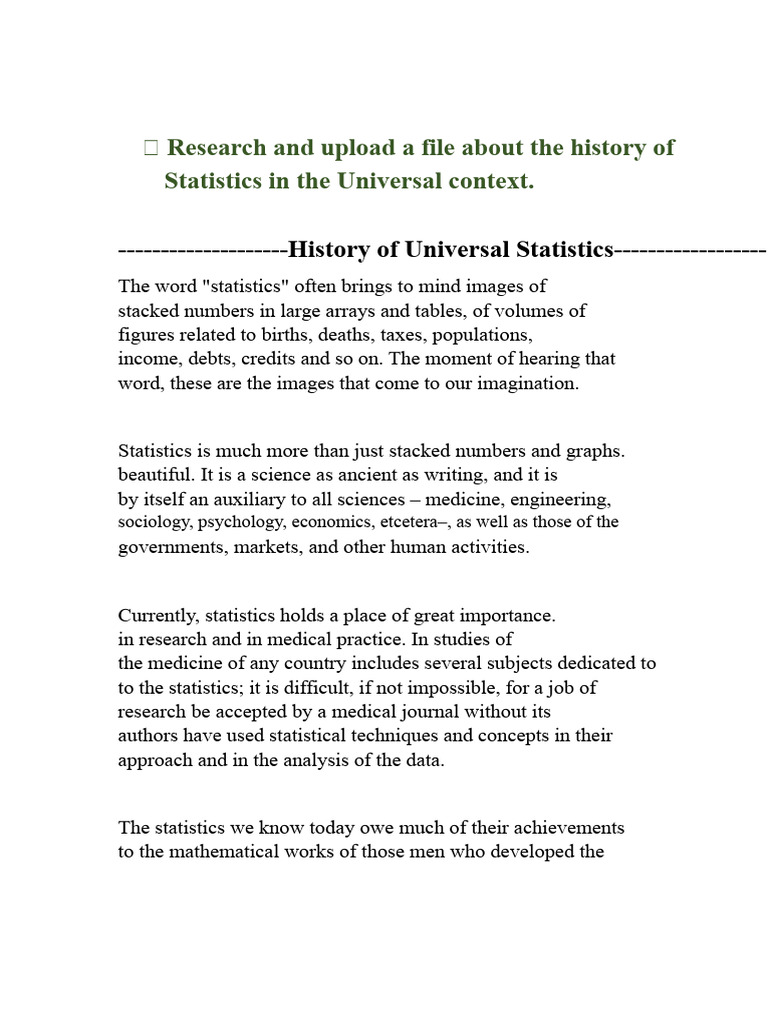 History of Statistics in Universal Context | PDF | Statistics | Probability