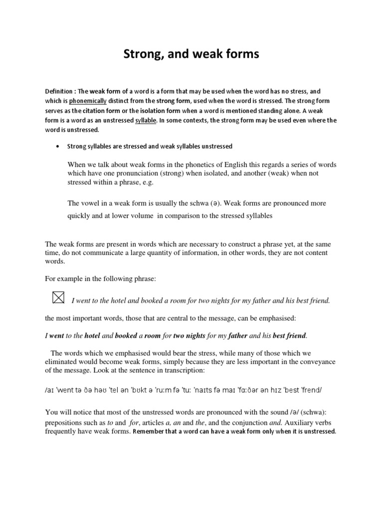 Understanding strong and weak forms in English pronunciation | PDF ...