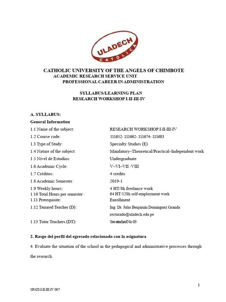 Research Workshop Administration 20191 | PDF | Methodology | Theory