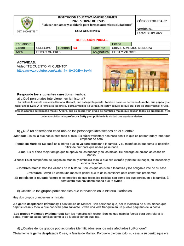 Análisis de Personajes en "Te Cuento Mi Cuento" | PDF | Sustentabilidad ...