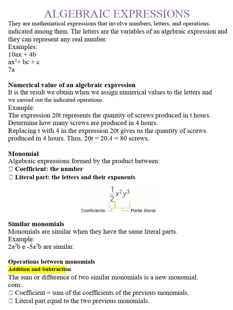 #11 Algebraic Expressions PDF | PDF | Polynomial | Algebra