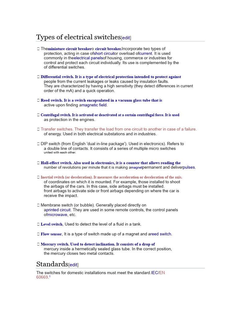 Types of Electrical Switches Explained | PDF | Switch | Electrical ...