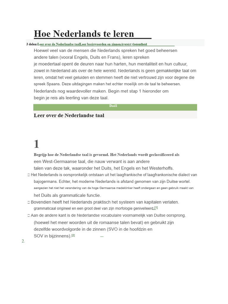 Hoe Nederlands Te Leren | PDF