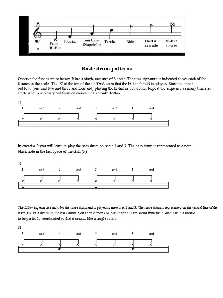Basic Drum Patterns | PDF | Rhythm | Tempo
