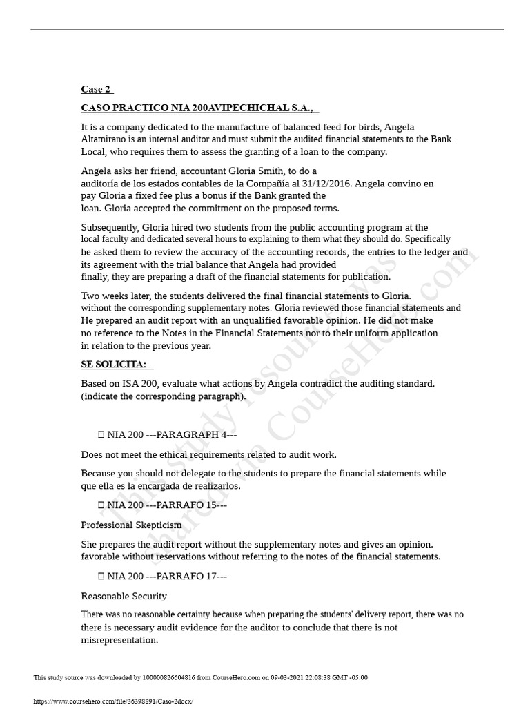 Case 2 | PDF | Auditor's Report | Audit