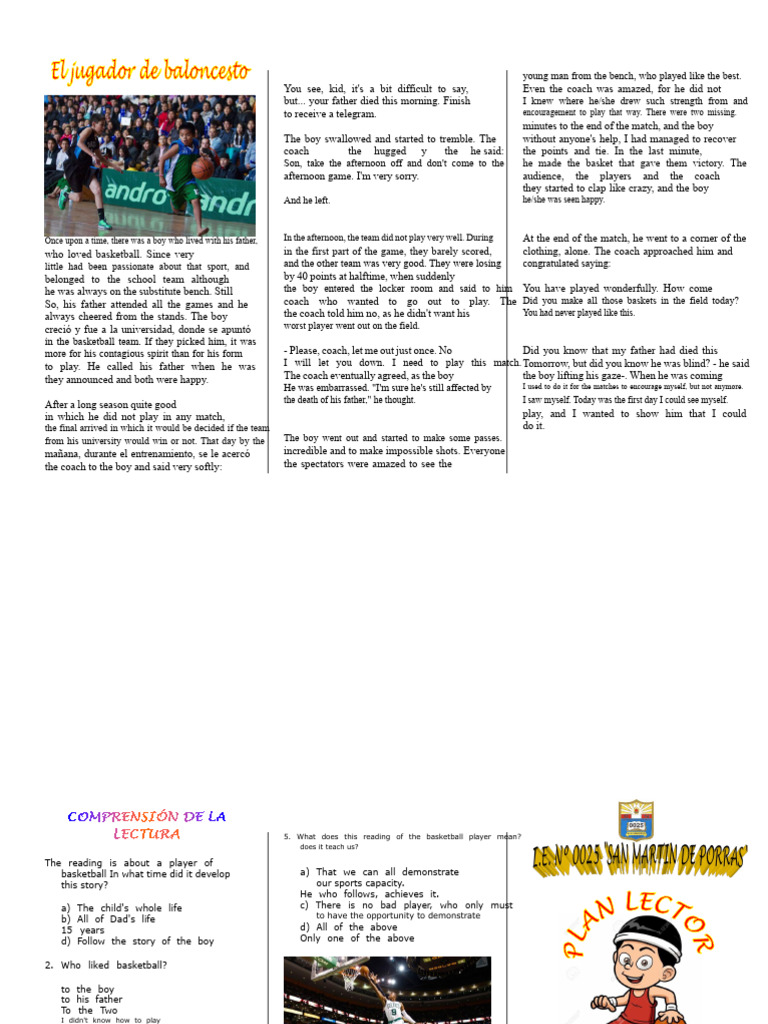 1 The Basketball Player Reading Comprehension 1 | PDF