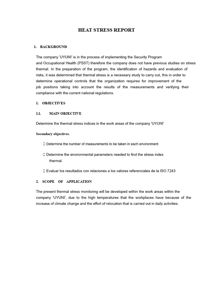 Heat Stress Report | PDF | Humidity | Hyperthermia