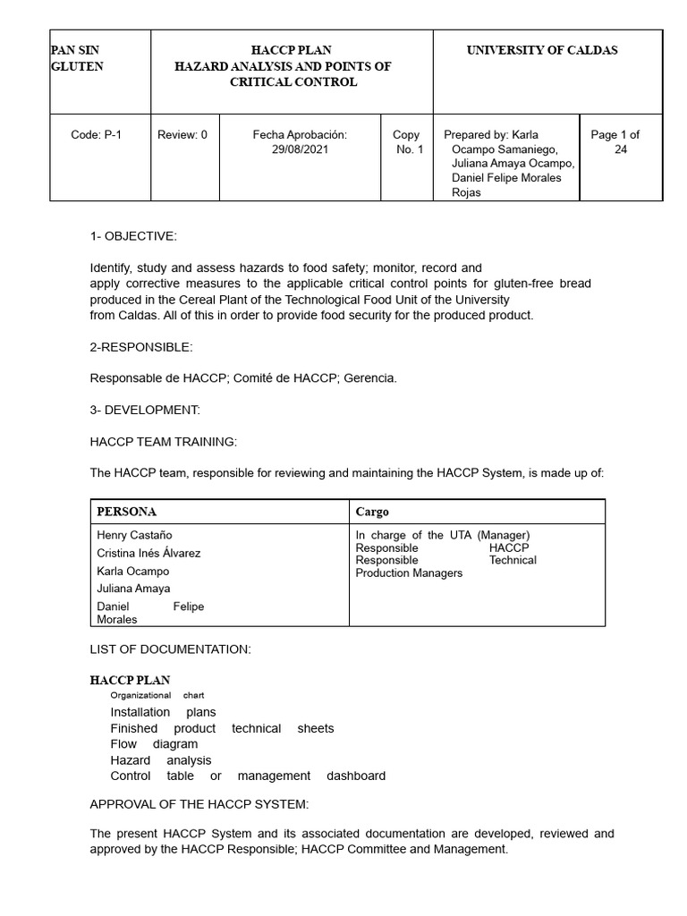 Haccp Plan Cereal Plant | PDF | Breads | Fermentation