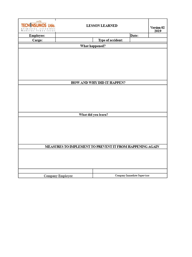 Lessons Learned Format | PDF
