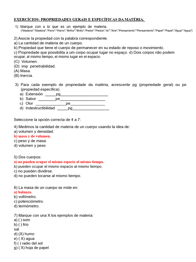 Propiedades de La Materia | PDF | Importar | Masa