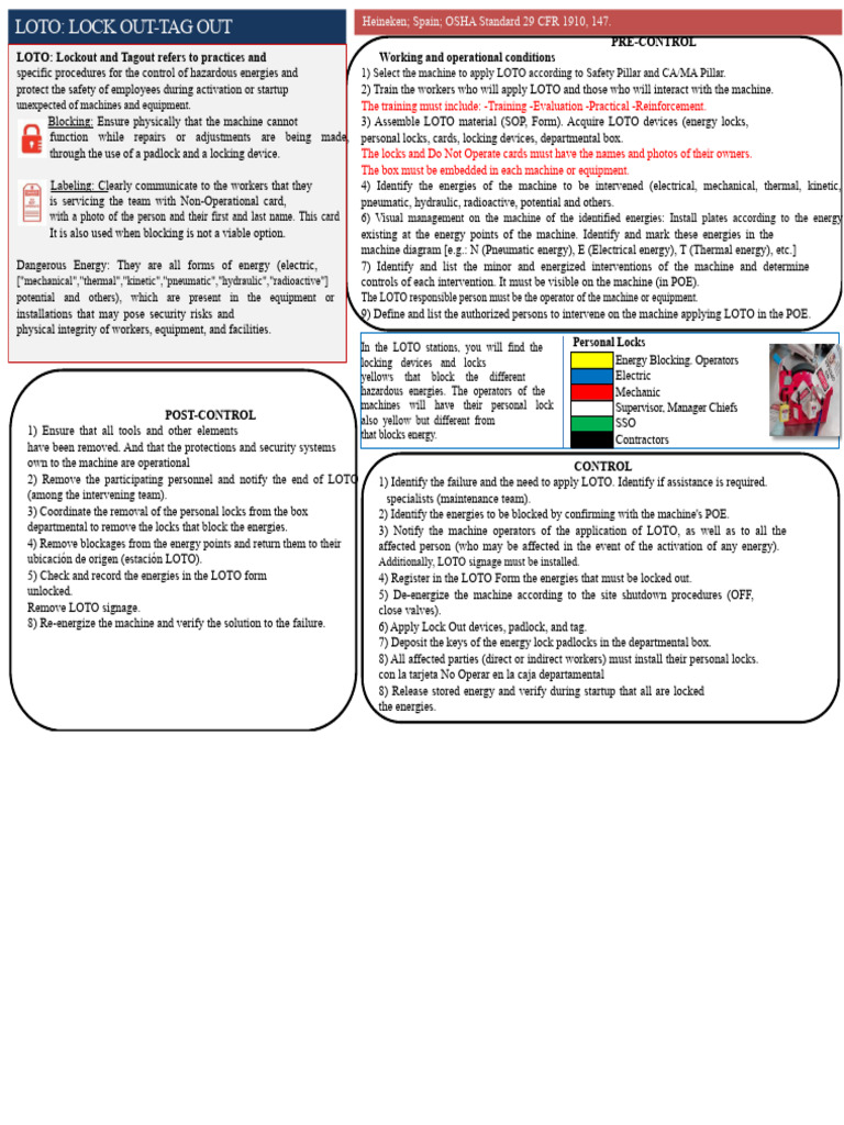 1.- LOTO Safety Sheet v01 | PDF | Occupational Safety And Health | Safety