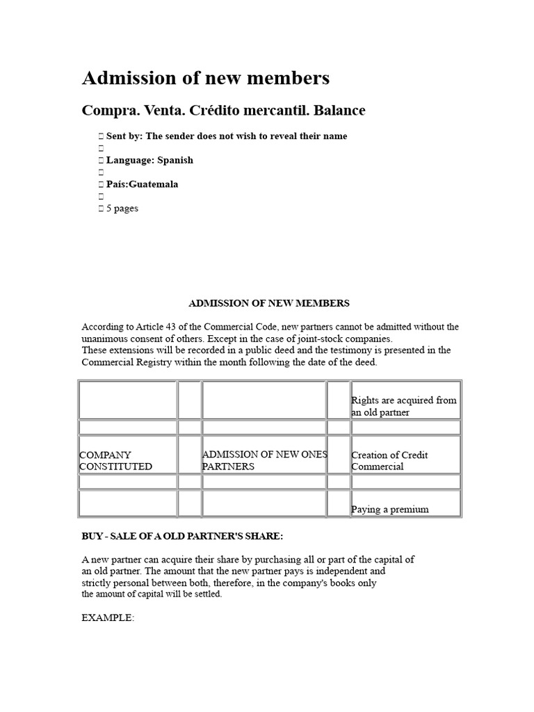 Admission of New Members | PDF | Book Value | Credit