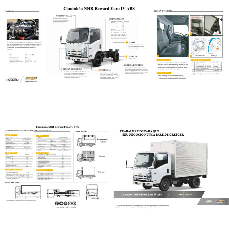 Caminhão NHR Euro IV: Especificações e Design | PDF | Motores | Freios ABS