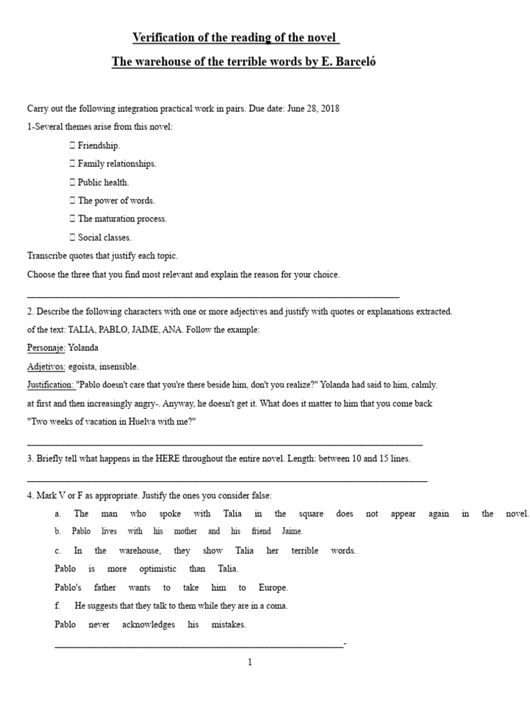 The Store of Terrible Words Activities | PDF