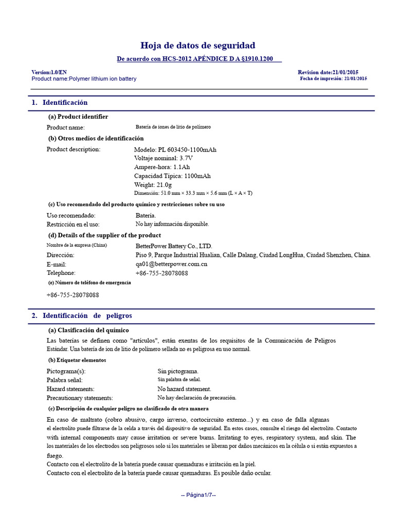 MSDS_gd | PDF | Quemar | Agua