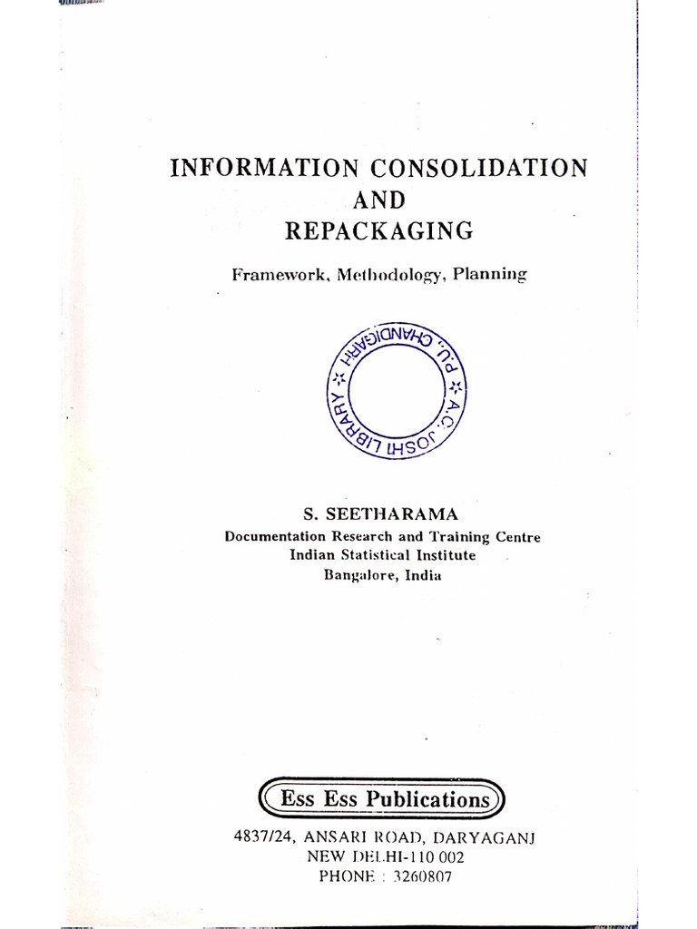 Information Consolidation and Repacking.s.seetharama | PDF