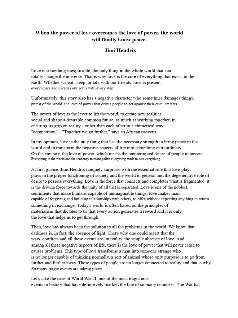 The Power of Love vs. Love of Power | PDF | Love