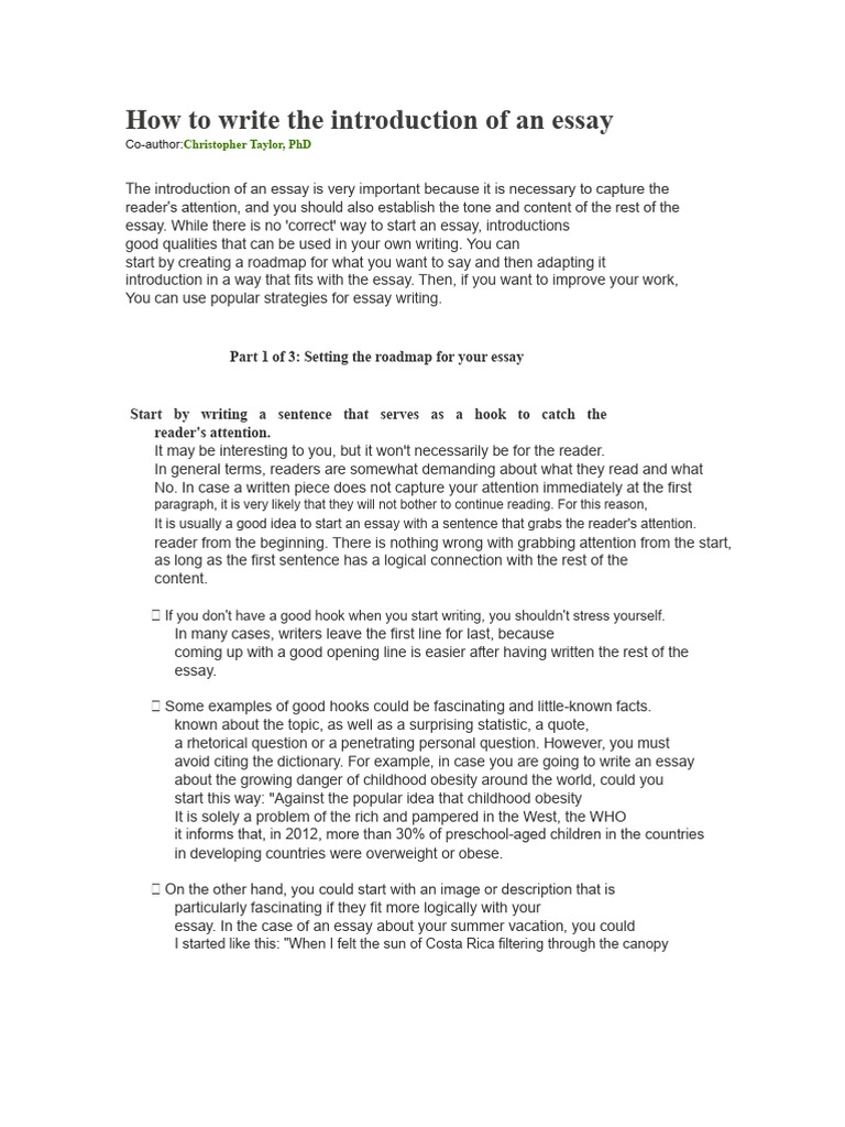 How To Write The Introduction of An Essay. | PDF | Essays | Taxes