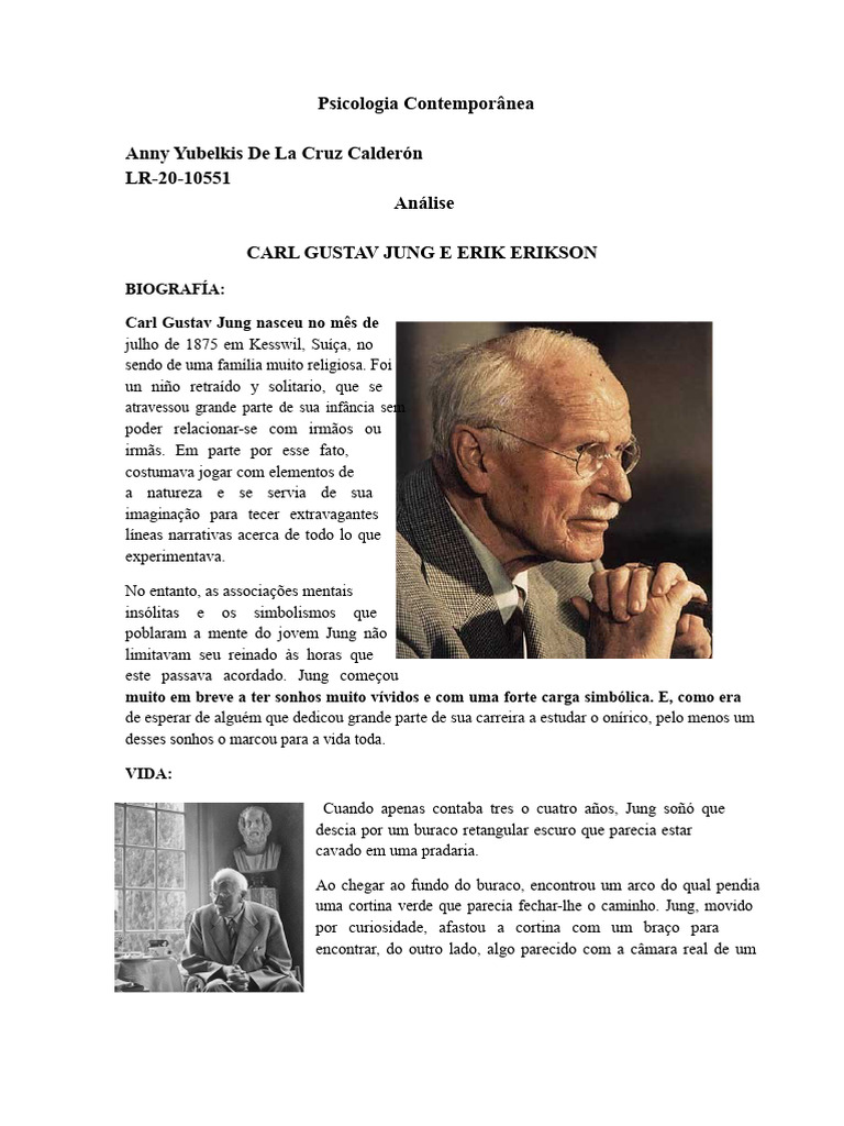 CARL GUSTAV JUNG E ERIK ERIKSON.docx | PDF | Carl Jung | Psicanálise
