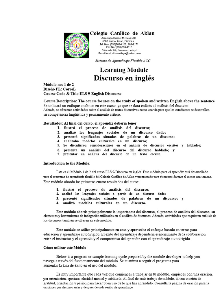 Módulo Final 1 - Discurso en Inglés | PDF | Lingüística | Hablar en público
