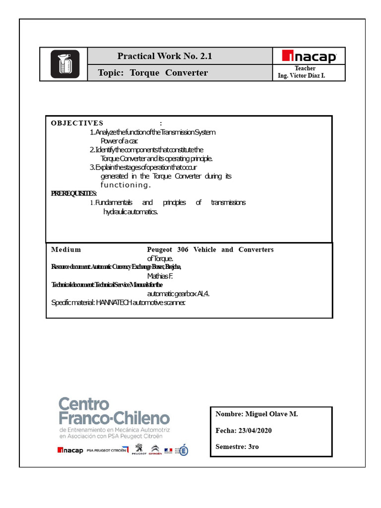 TP2.1-TORQUE CONVERTER (1) | PDF | Vehicles | Mechanical Engineering