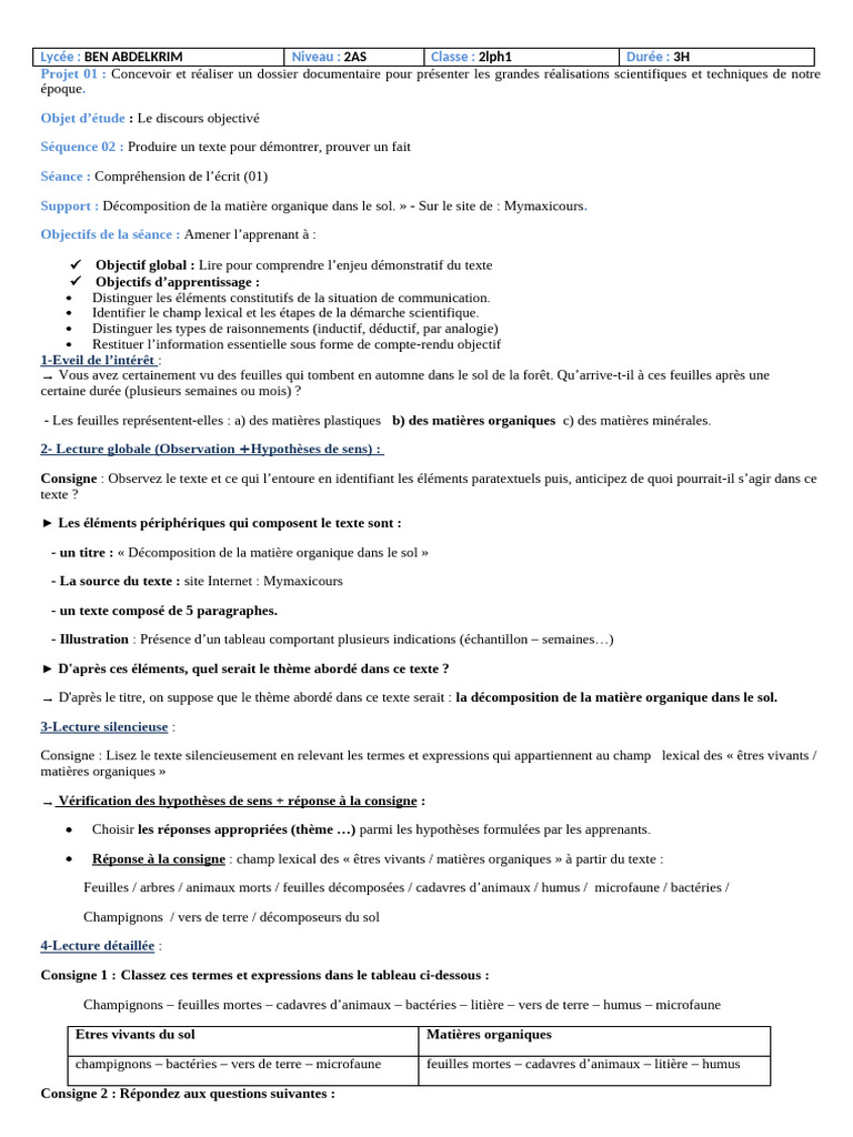 CE1 2as | PDF | Sol (pédologie) | Matière organique