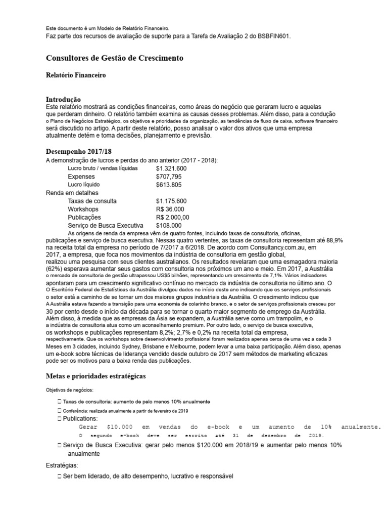 Modelo de Relatório Financeiro | PDF | Austrália | Contabilidade
