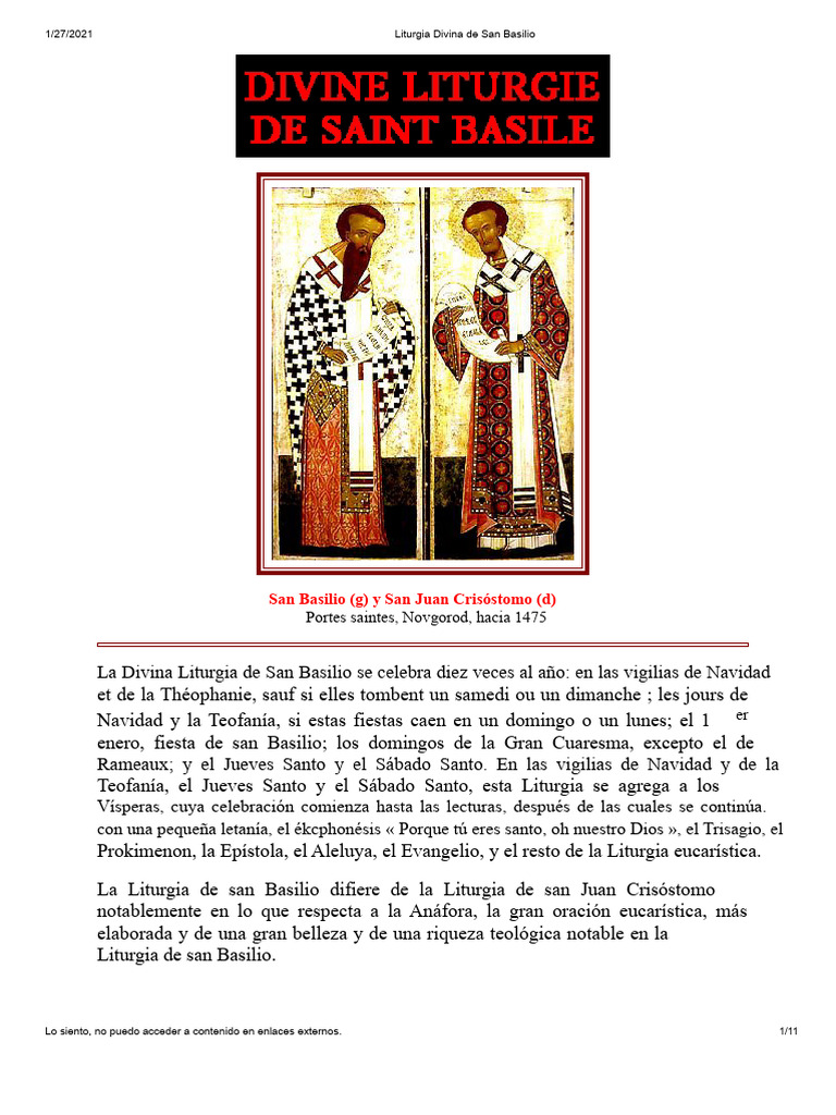 Liturgia de San Basilio: Celebración y Oraciones | PDF | eucaristía ...