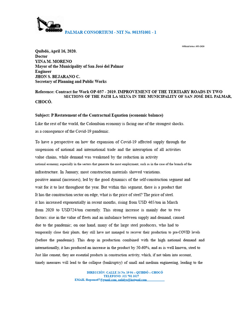 Letter Requesting Restoration of Economic Balance SJDP | PDF ...
