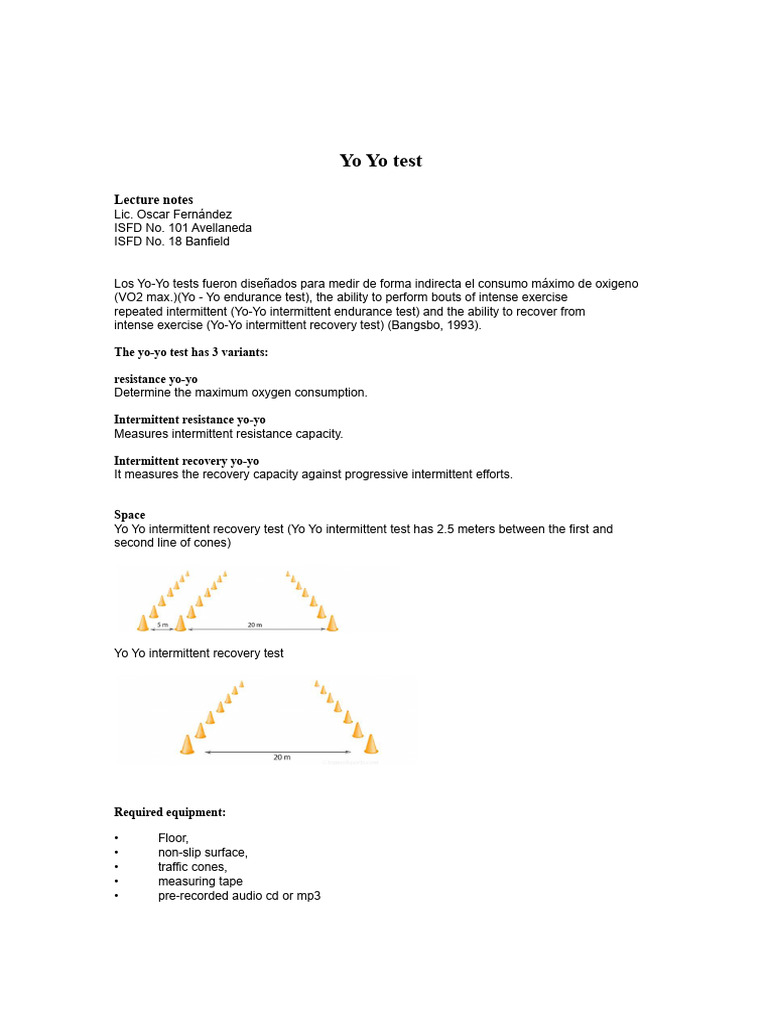 Copy of yo-yo test | PDF | Speed