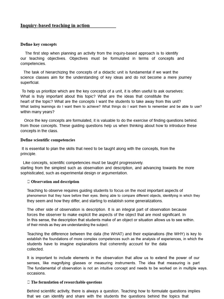 Inquiry-Based Teaching Strategies | PDF | Experiment | Hypothesis