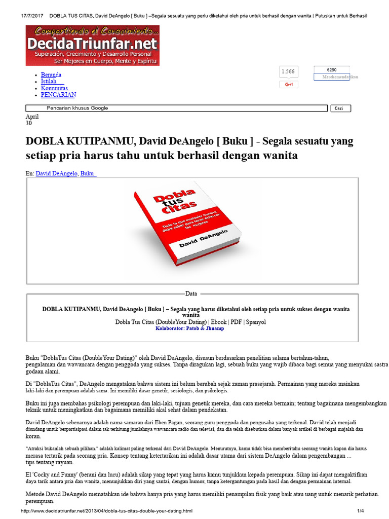 DOBLA TUS CITAS David DeAngelo Buku Semua Yang Diperlukan Oleh Siapa ...