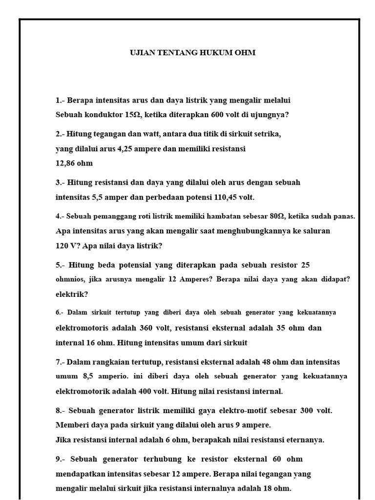 UJIAN TENTANG HUKUM OHM | PDF