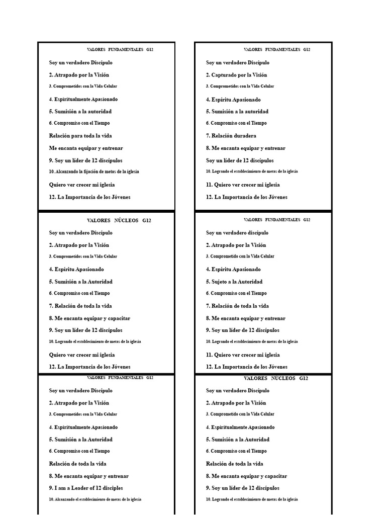 Valores Fundamentales G12 | PDF