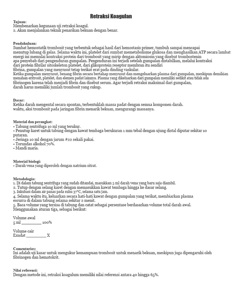 Retraksi Gumpalan | PDF