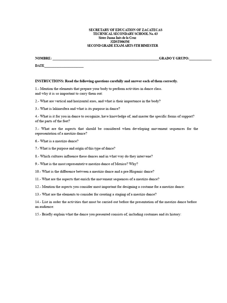 Dance Exam 2 | PDF