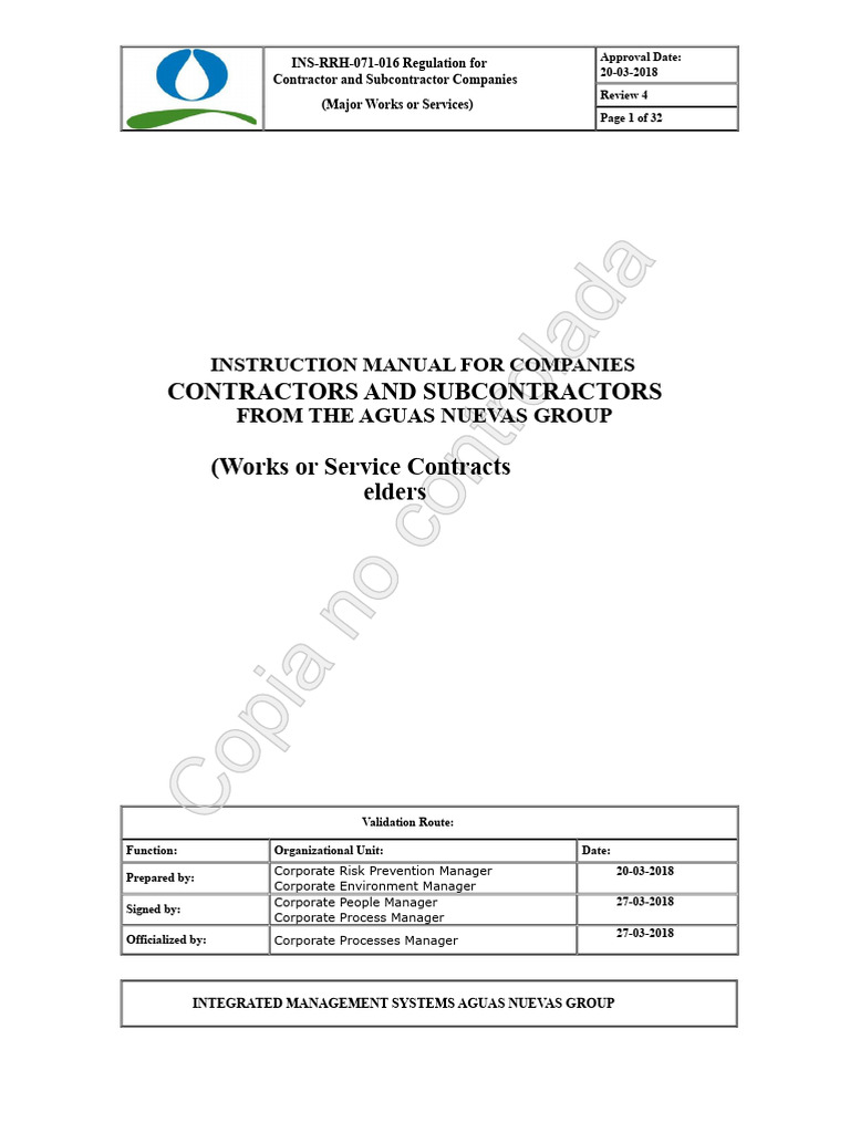 Instructions For Contractor and Subcontractor Companies | PDF | Occupational Safety And Health ...