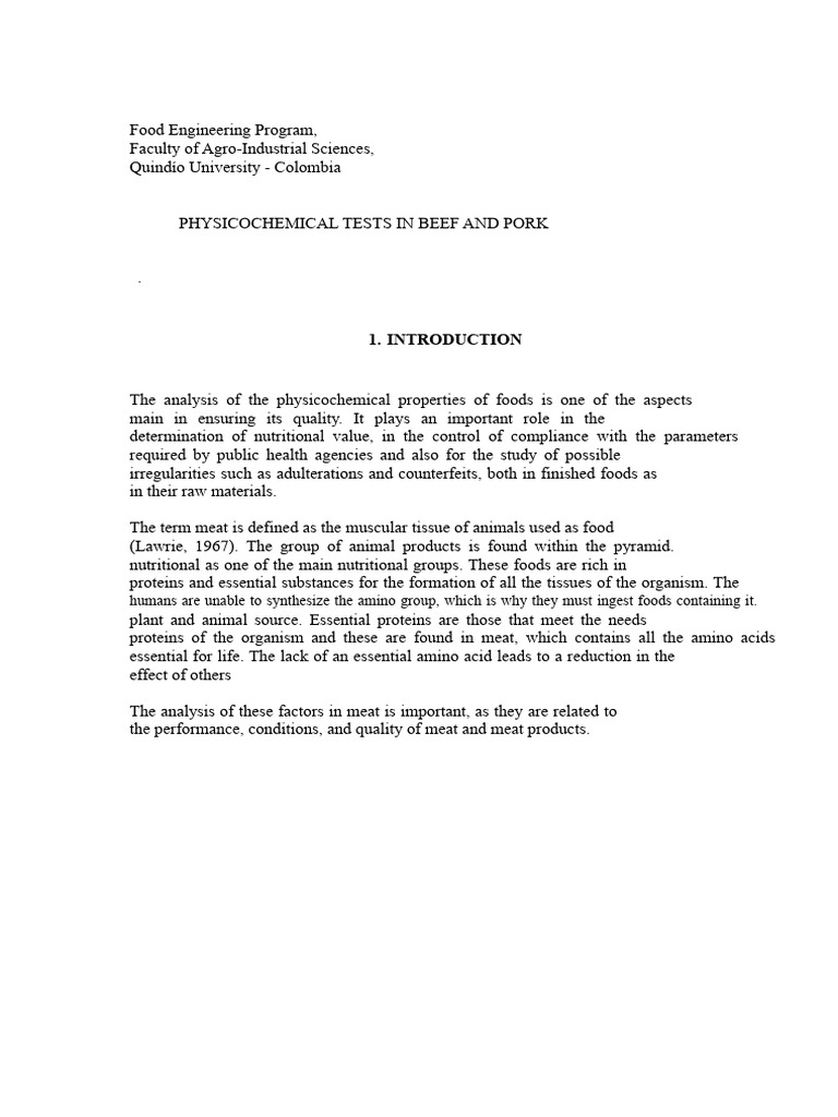Report 1. Physicochemical Tests | PDF | Emulsion | Meat