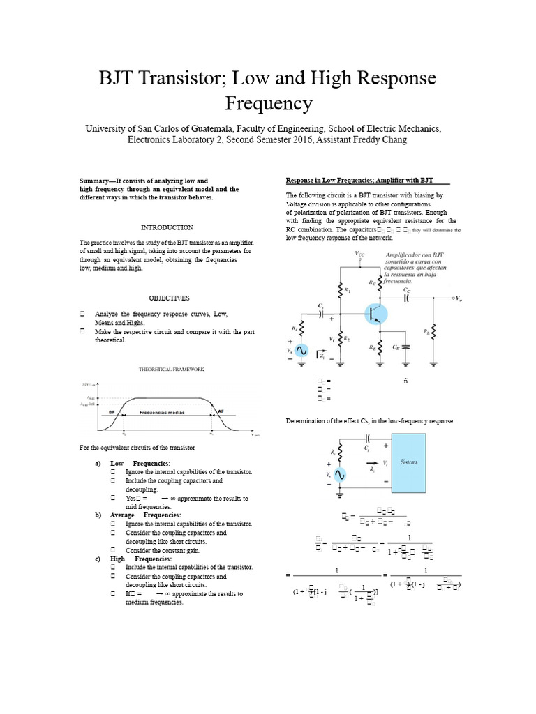BJT Transistor Frequency Response Analysis | PDF | Capacitor | Bipolar ...