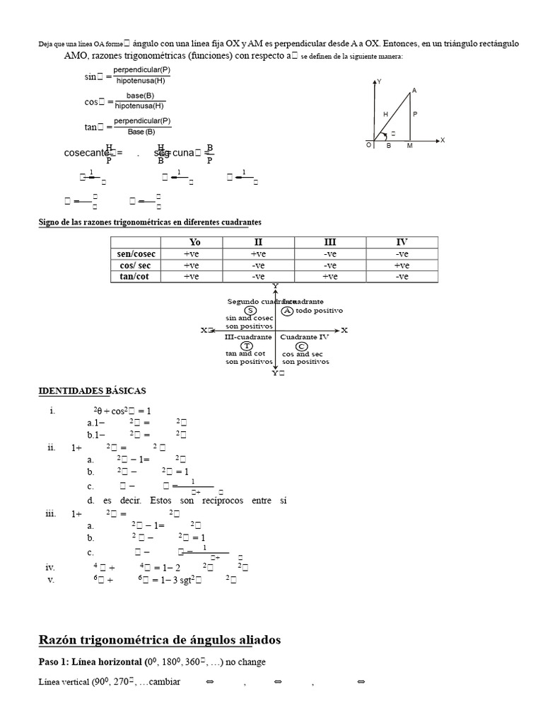 Fórmulas de Trigo | PDF | Funciones trigonométricas | Trigonometría