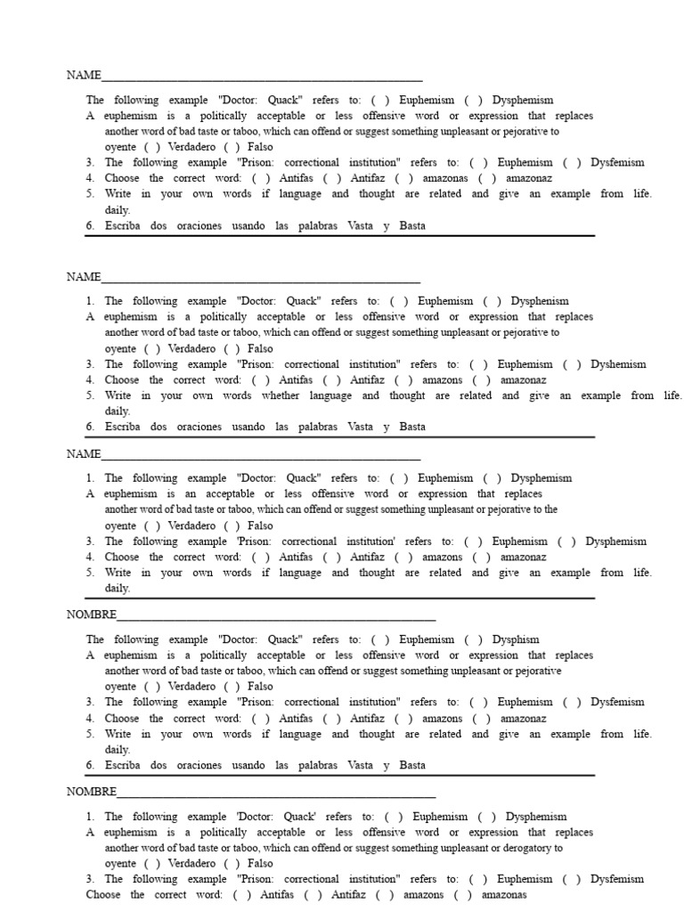 Understanding Euphemisms and Language | PDF | Figures Of Speech ...