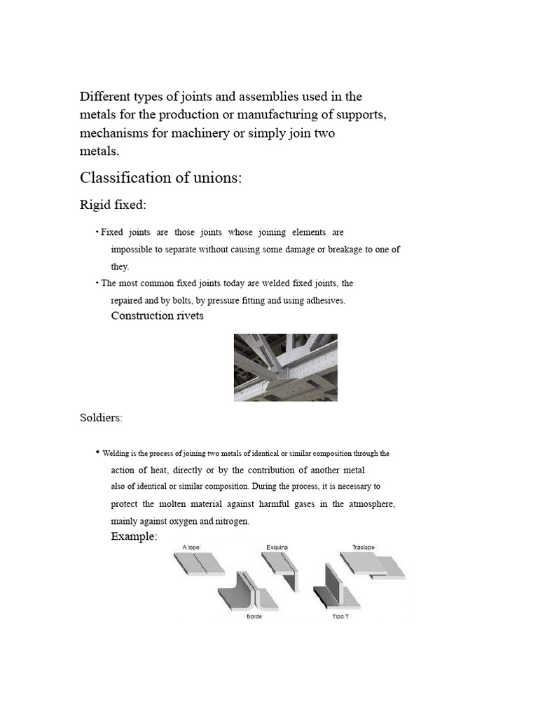 Different Types of Joints and Assemblies Used in Metals | PDF | Nut ...