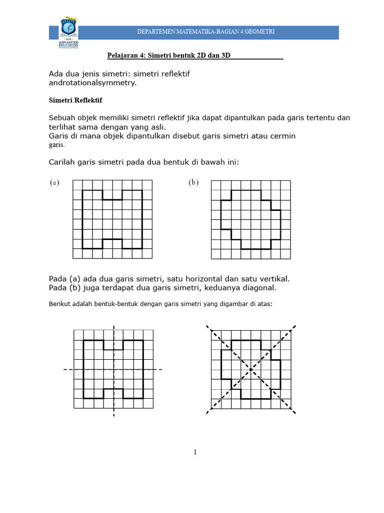 Pelajaran Geometri 4 Simetri Bentuk 2D Dan 3D | PDF