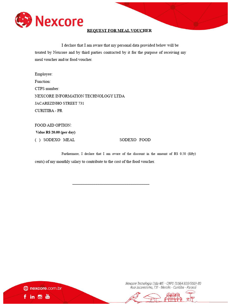 Request For Meal Voucher | PDF