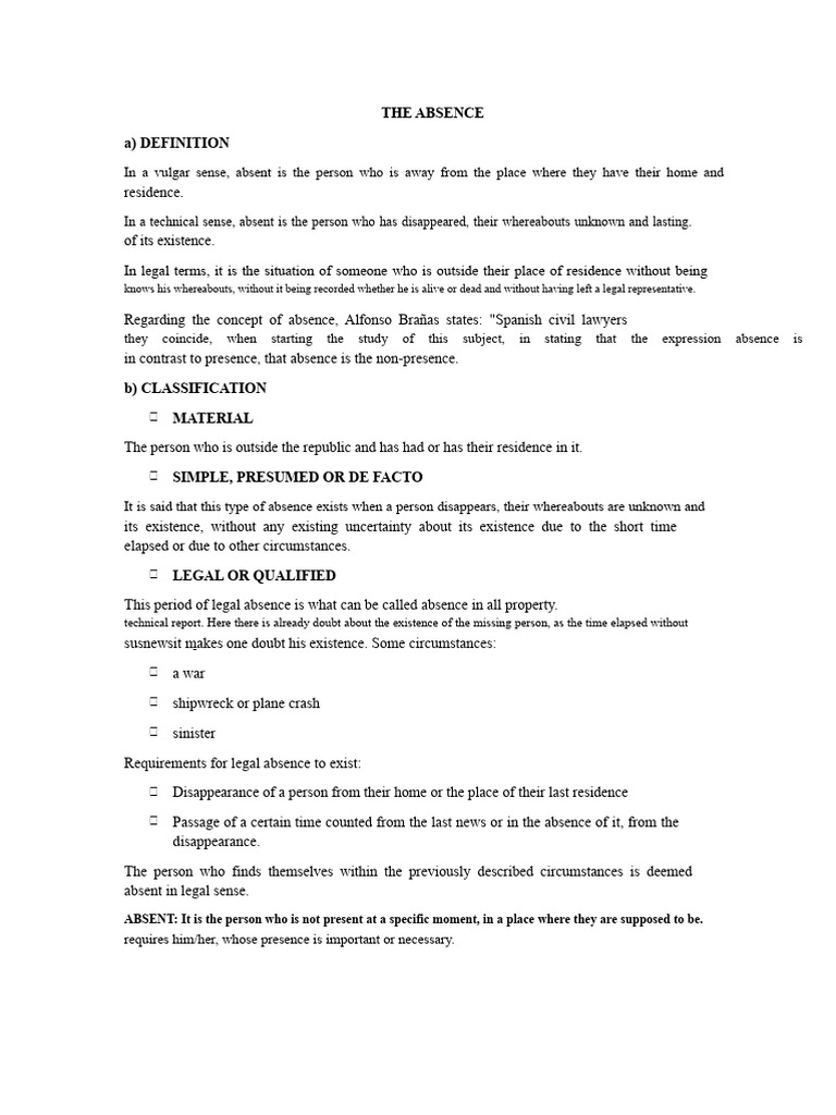 The Absence. Summary | PDF | Notary Public | Lawyer