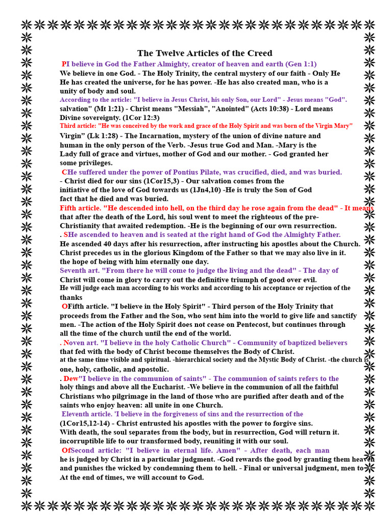 The Twelve Articles of The Creed | PDF | Jesus | God The Father