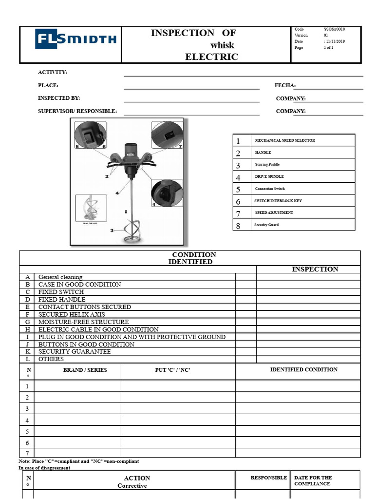 Electric Mixer Inspection | PDF | Switch | Manufactured Goods
