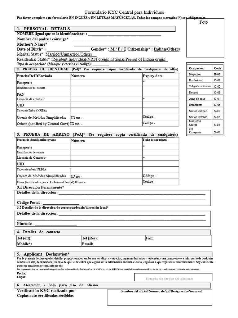 Formulario KYC Individual NESL | PDF