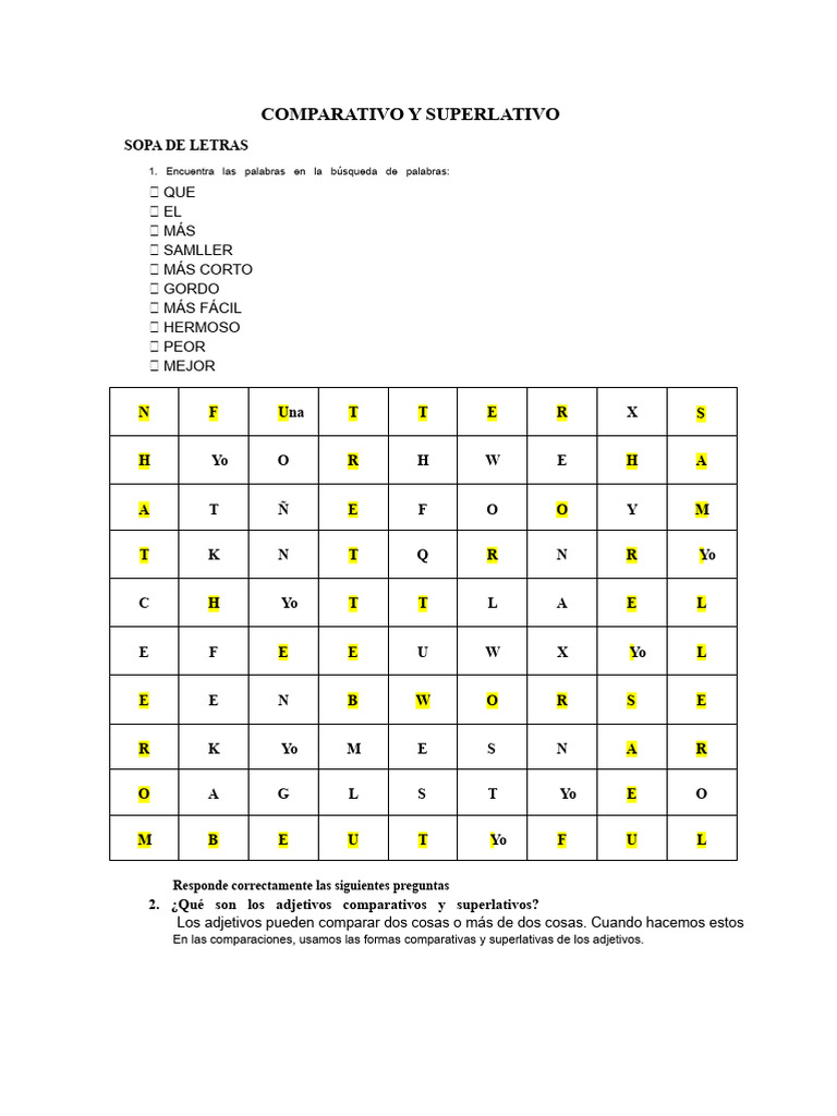 Comparativos y Superlativos en Español | PDF | Adjetivo | Lingüística
